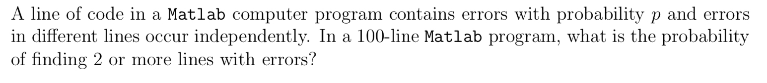 Solved A line of code in a Matlab computer program contains | Chegg.com