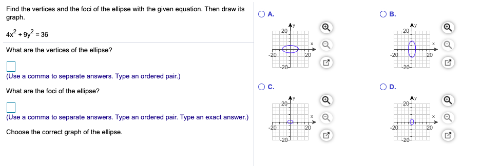 Solved Find the vertices and the foci of the ellipse with | Chegg.com
