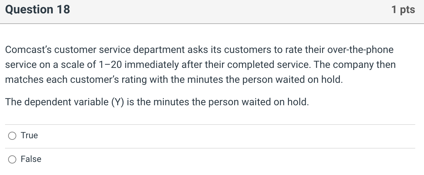 Solved Comcast's customer service department asks its | Chegg.com