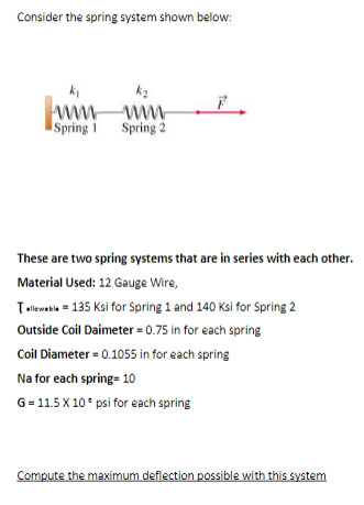 Solved Consider the spring system shown below: These are two | Chegg.com