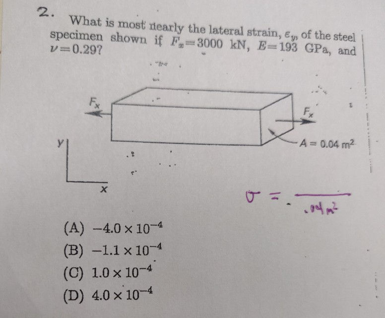 Solved 2. What is in What is most nearly the lateral strain, | Chegg.com