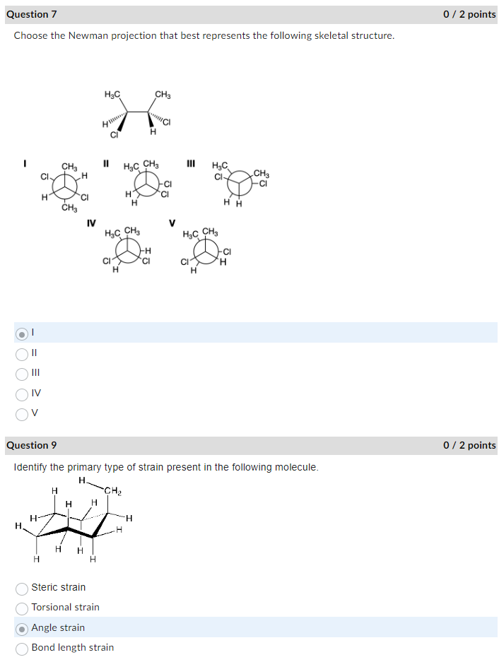 Solved Question 7Choose the Newman projection that best | Chegg.com
