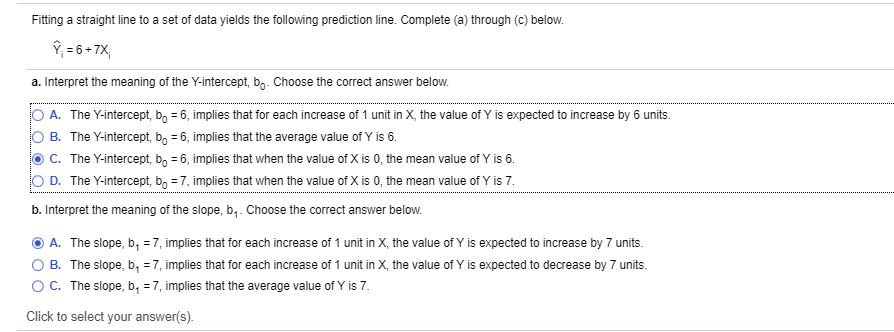 Solved Fitting a straight line to a set of data yields the | Chegg.com