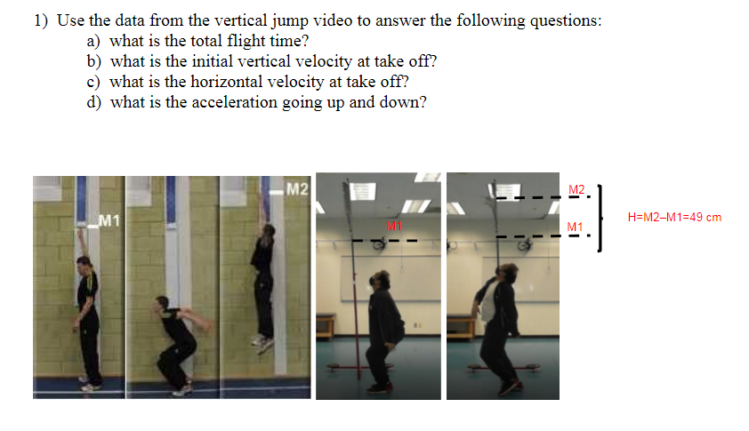 Solved 1) Use the data from the vertical jump video to | Chegg.com