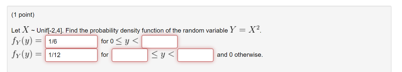 Solved (1 point) Let X - Unif[-2,4]. Find the probability | Chegg.com