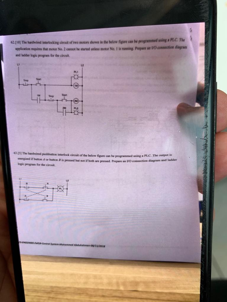 Solved using a PLC. The 6210) The hardwired interlocking | Chegg.com