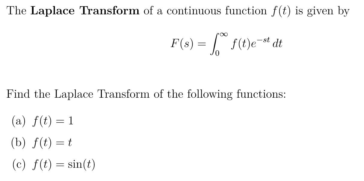 Solved The Laplace Transform of a continuous function f(t) | Chegg.com