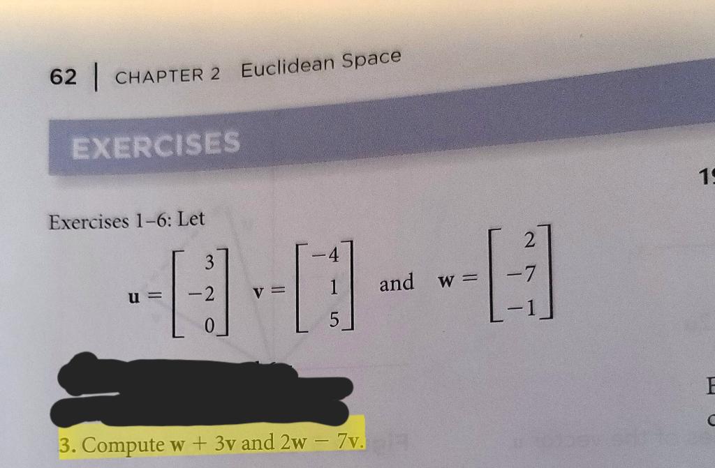 Solved 62 | CHAPTER 2 Euclidean Space EXERCISES 1S Exercises | Chegg.com