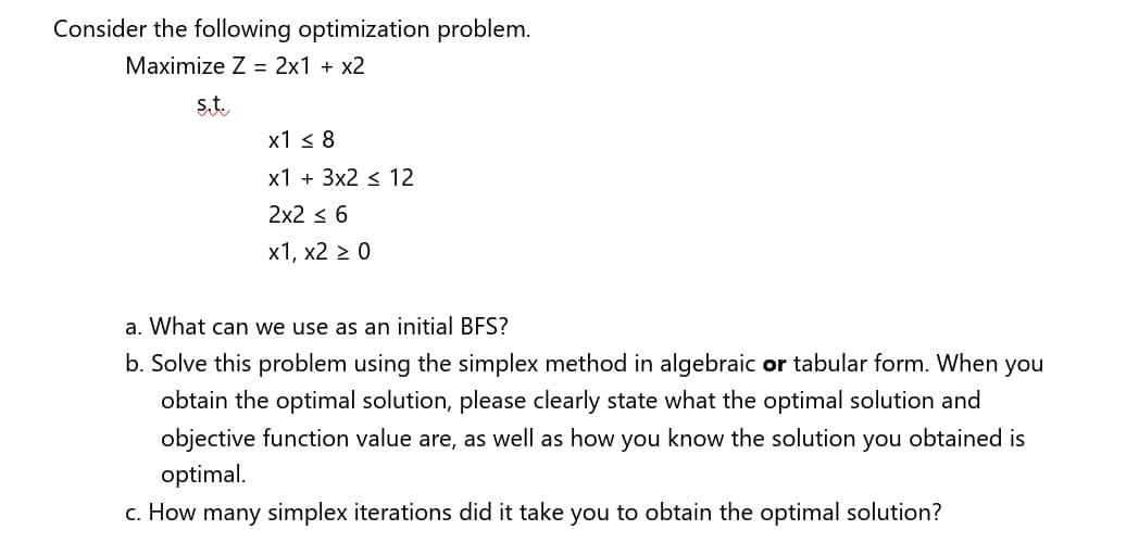 Solved Consider the following optimization problem. Maximize | Chegg.com