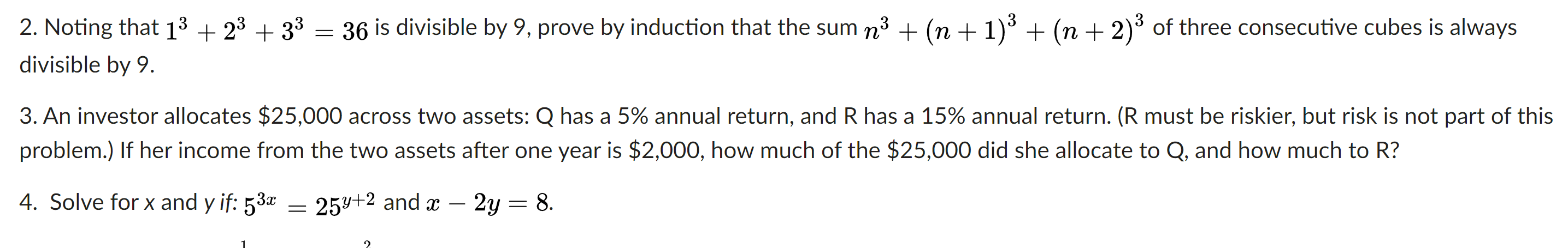 Solved 2. Noting that 13 + 23 + 33 = 36 is divisible by 9, | Chegg.com