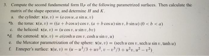 Solved 3. Compute the second fundamental form IIp of the | Chegg.com