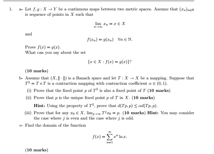 Solved 1. a- Let 8,9:X + Y be a continuous maps between two | Chegg.com