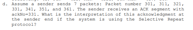 Solved a. What do we infer from an acknowledgment? In a TCP | Chegg.com