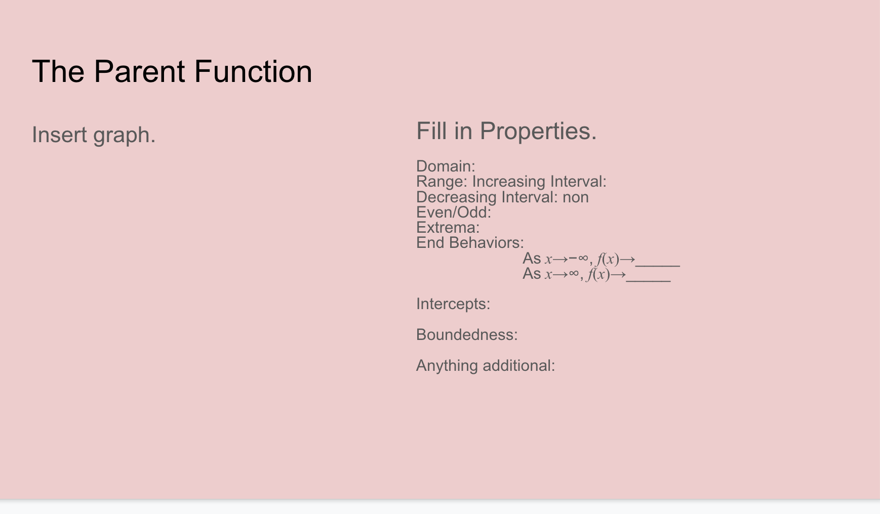 Solved The Parent Function is Cubic. and increasing | Chegg.com