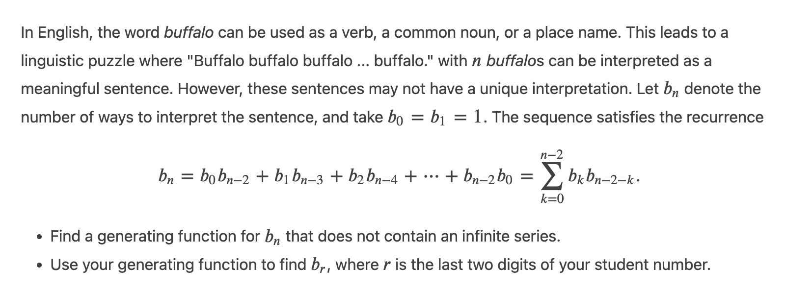 Solved In English, the word buffalo can be used as a verb, a | Chegg.com
