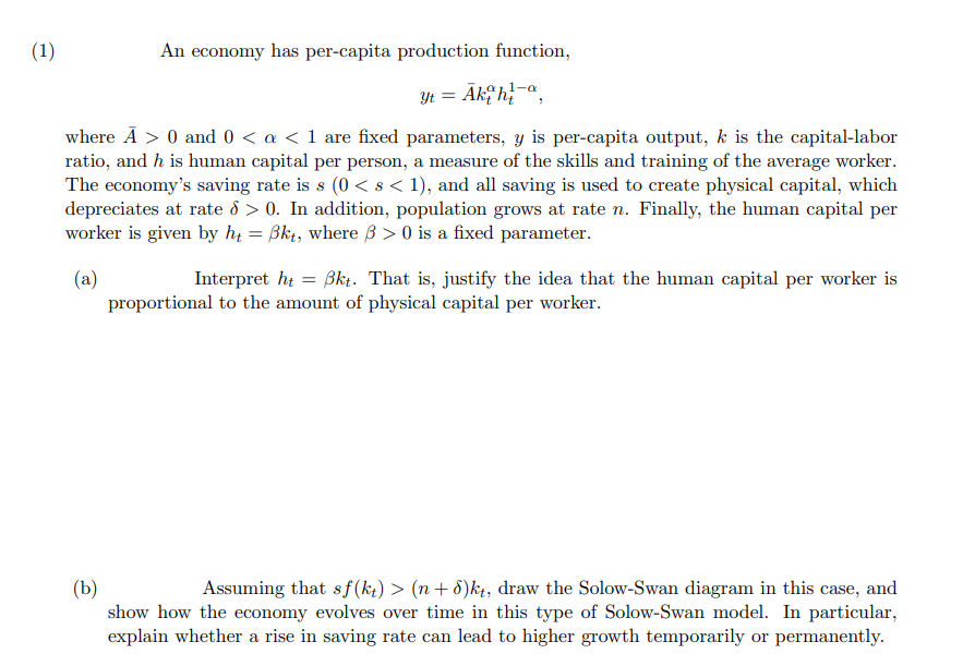 Solved An economy has per-capita production function, | Chegg.com