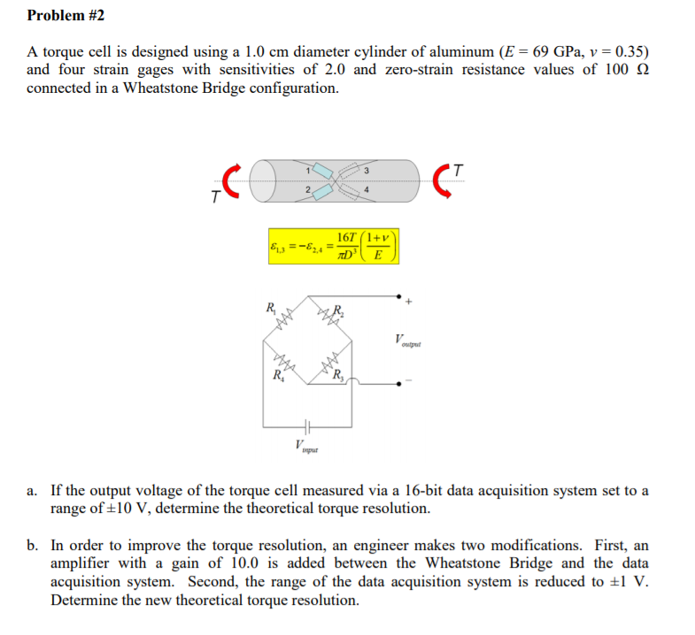 Solved Problem #2 A torque cell is designed using a 1.0 cm | Chegg.com