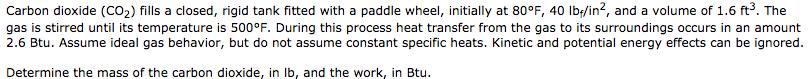 Solved Carbon dioxide (CO2) fills a closed, rigid tank | Chegg.com