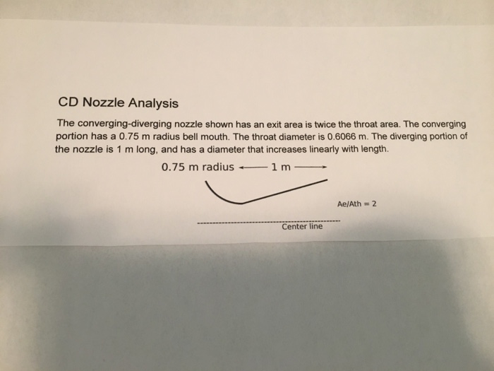 CD Nozzle Analysis. The converging-diverging nozzle | Chegg.com
