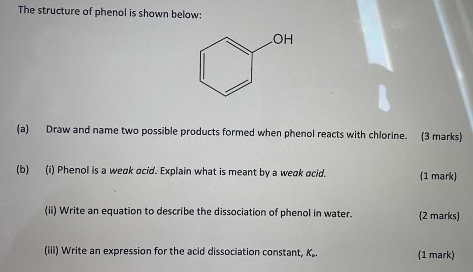 Solved The structure of phenol is shown below: ОН (a) Draw | Chegg.com