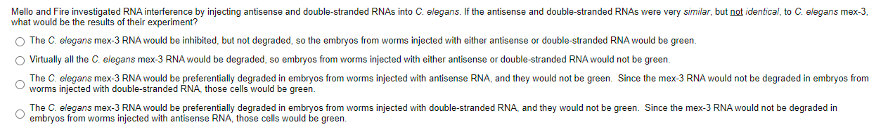 Solved Mello and Fire investigated RNA interference by | Chegg.com