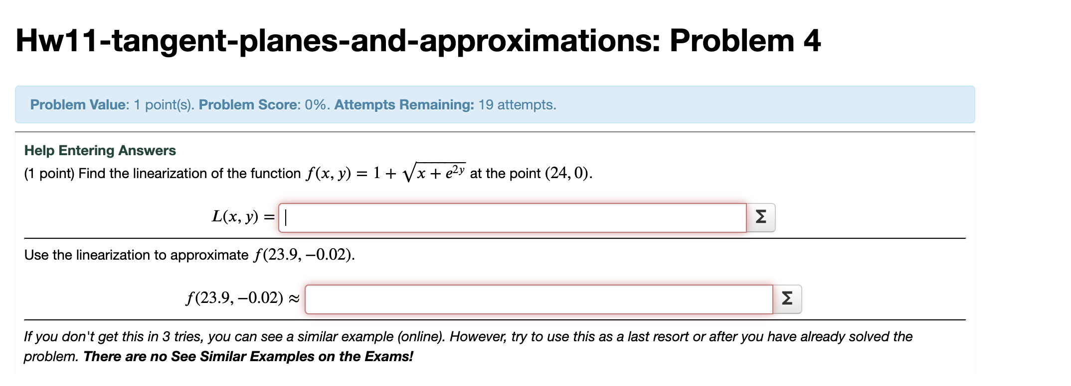 Solved Hw11-tangent-planes-and-approximations: Problem 4 | Chegg.com