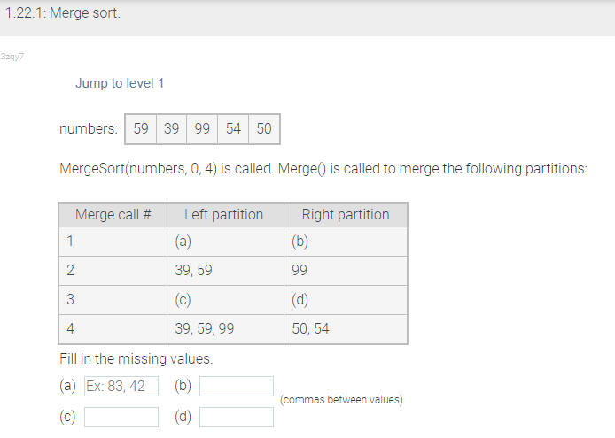 Solved MergeSort(numbers, 0, 4) is called. Merge() is called | Chegg.com