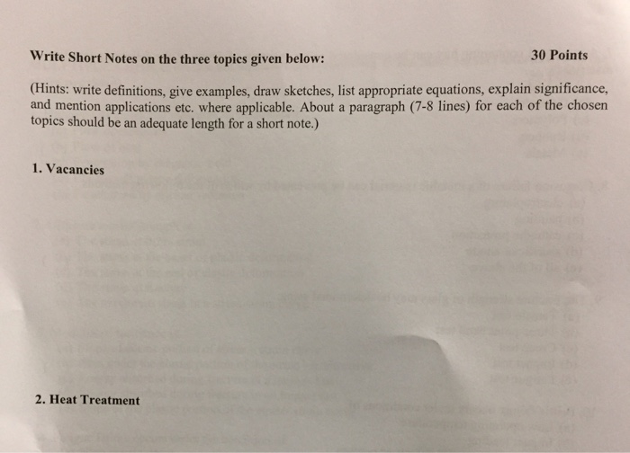 Solved Write Short Notes on the three topics given below: 30 | Chegg.com