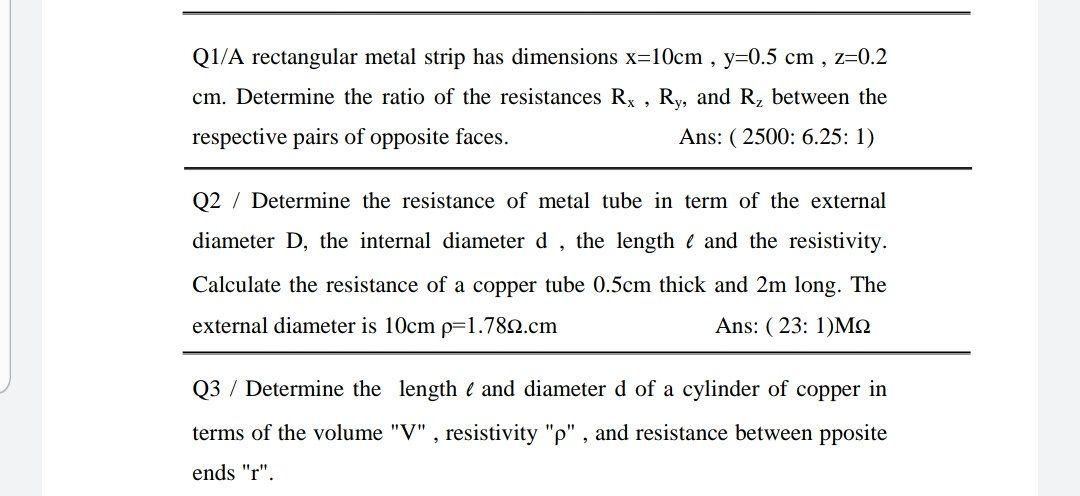Solved Q1/A rectangular metal strip has dimensions x=10cm , | Chegg.com