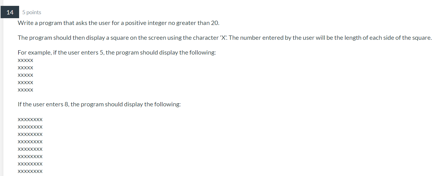 Solved 14 5 points Write a program that asks the user for a | Chegg.com