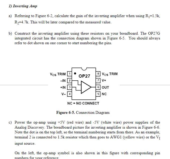 Solved 1) Inverting Amp a) Referring to Figure 6-2, | Chegg.com