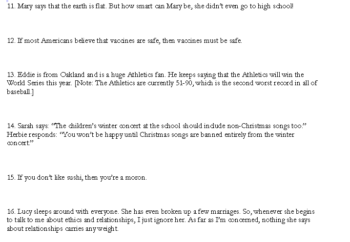 What logical fallacies are committed below and | Chegg.com