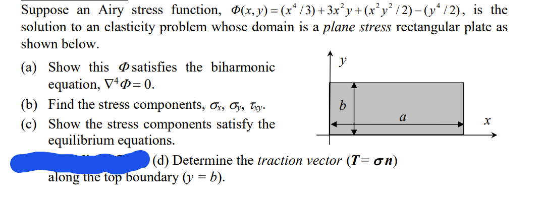 Solved Suppose an Airy stress function, | Chegg.com