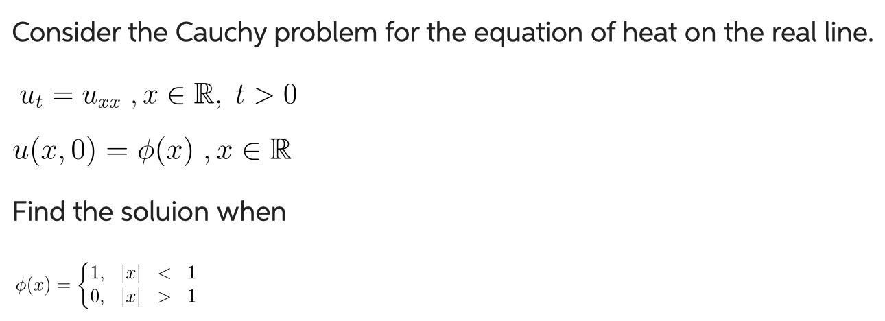 Solved Consider the Cauchy problem for the equation of heat | Chegg.com