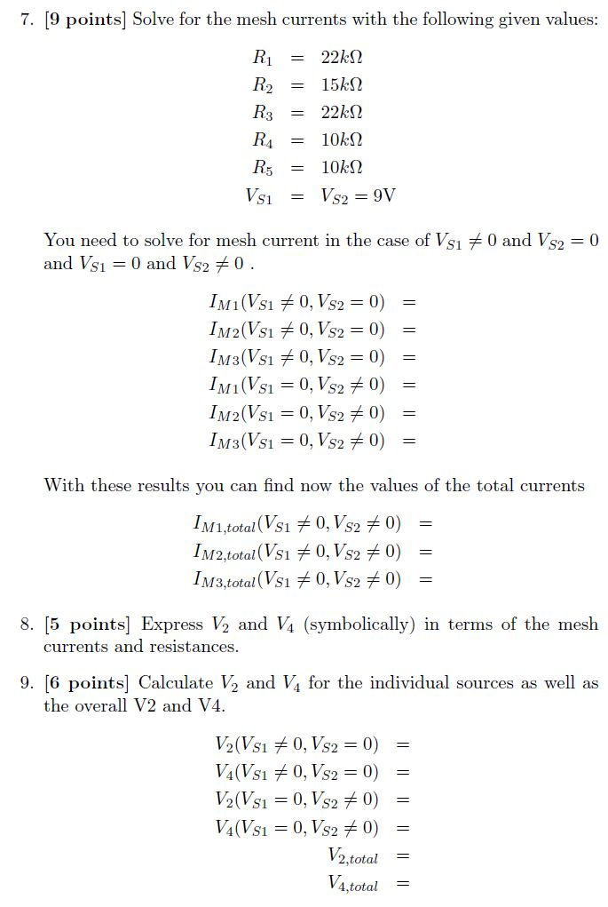 Solved Mesh Current Analysis And Superposition For The