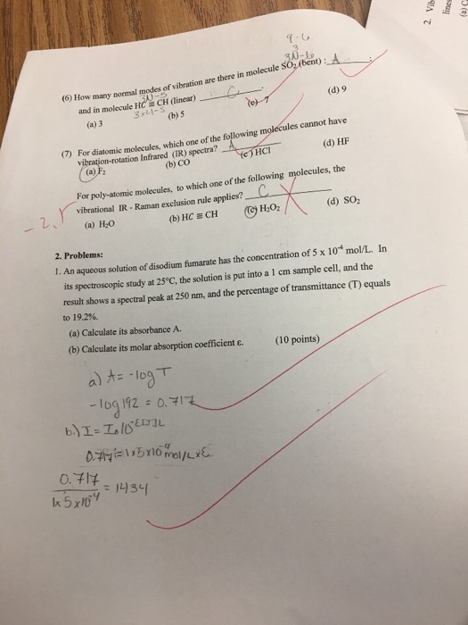 Solved t6) How many normal modes of vibration and in | Chegg.com