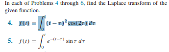Solved find the Laplace transform of the given function. 5. | Chegg.com