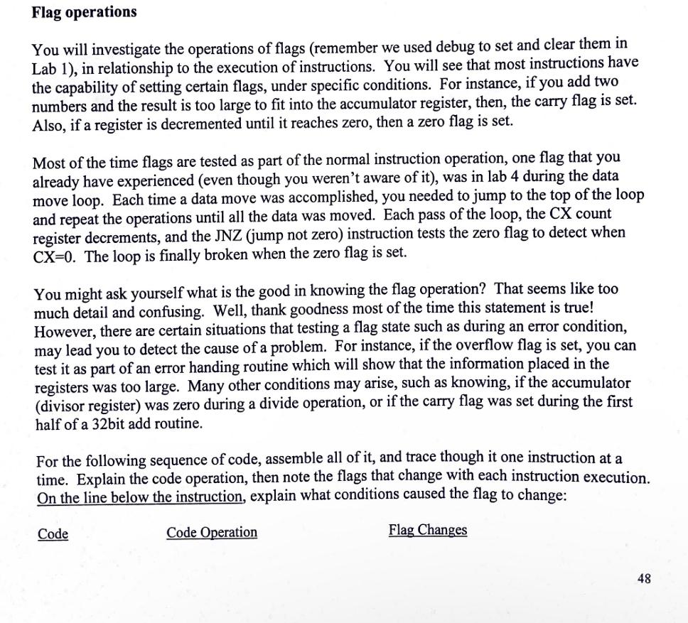 Solved You will investigate the operations of flags | Chegg.com