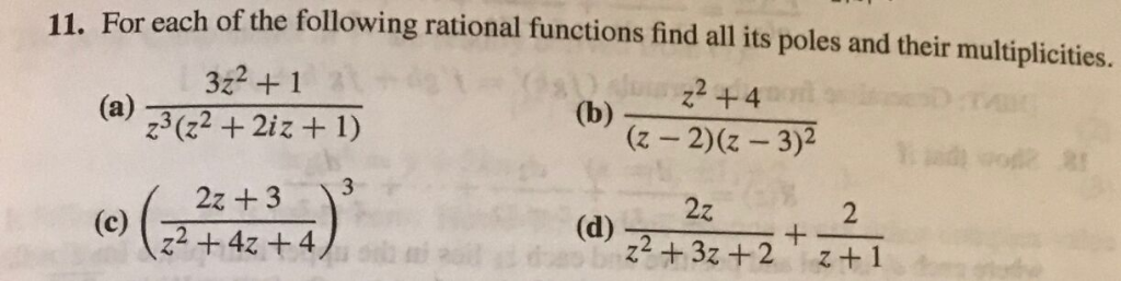 Solved For each of the following rational functions find all | Chegg.com