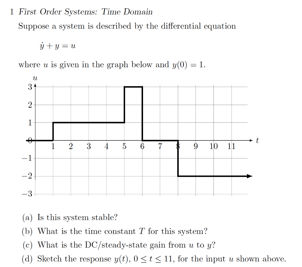 Solved 1 First Order Systems: Time Domain Suppose a system | Chegg.com