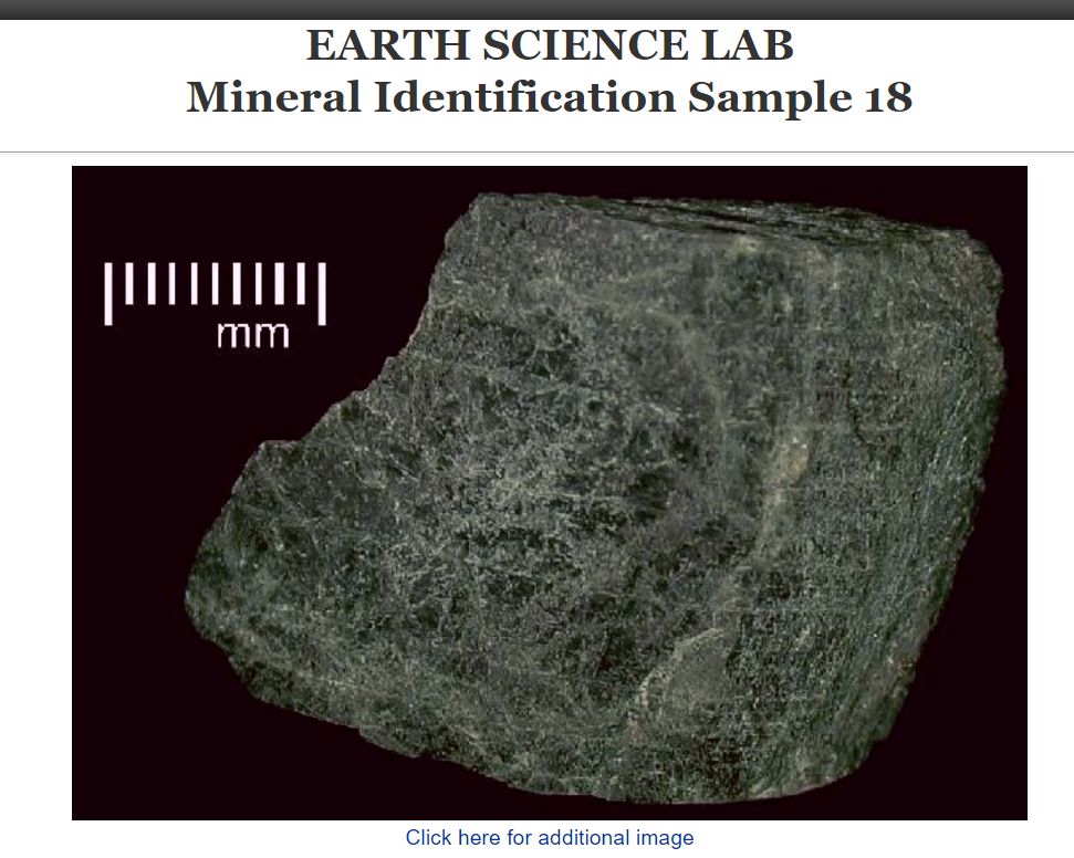 Solved EARTH SCIENCE LAB Mineral Identification Sample 18 | Chegg.com
