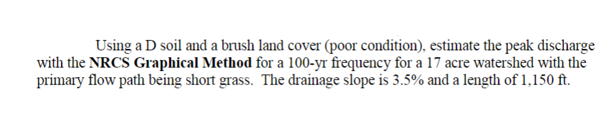 Solved Using a D soil and a brush land cover (poor | Chegg.com