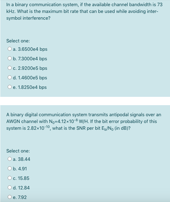 Solved In a binary communication system, if the available | Chegg.com