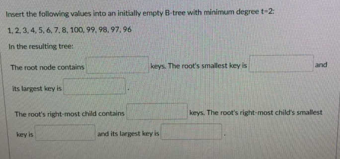 Solved Insert the following values into an initially empty | Chegg.com