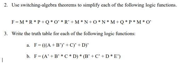 Solved 2. Use switching-algebra theorems to simplify each of | Chegg.com
