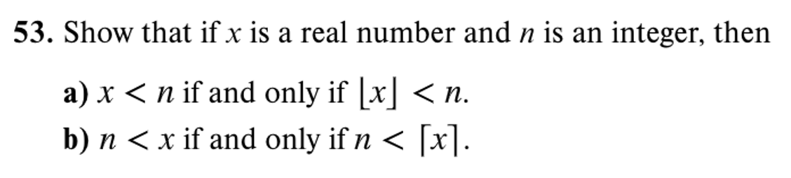 Solved 53. Show that if x is a real number and n is an | Chegg.com