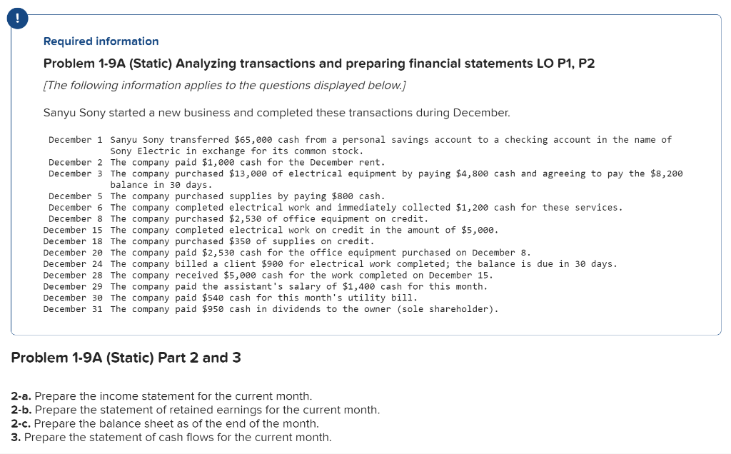 Solved Problem 1-9A (Static) Analyzing transactions and | Chegg.com