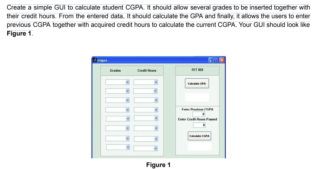 Solved Create a simple GUI to calculate student CGPA. It | Chegg.com