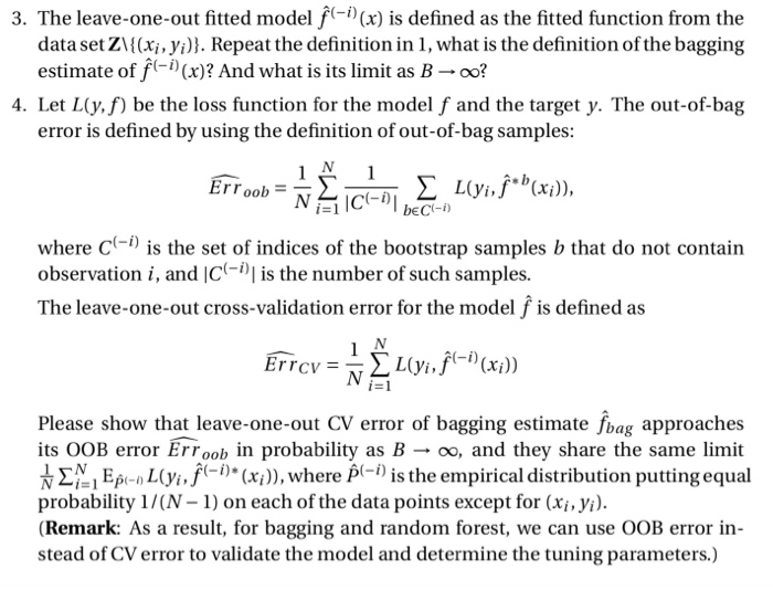 Exercise 4(Out-of-bag error of random forest | Chegg.com