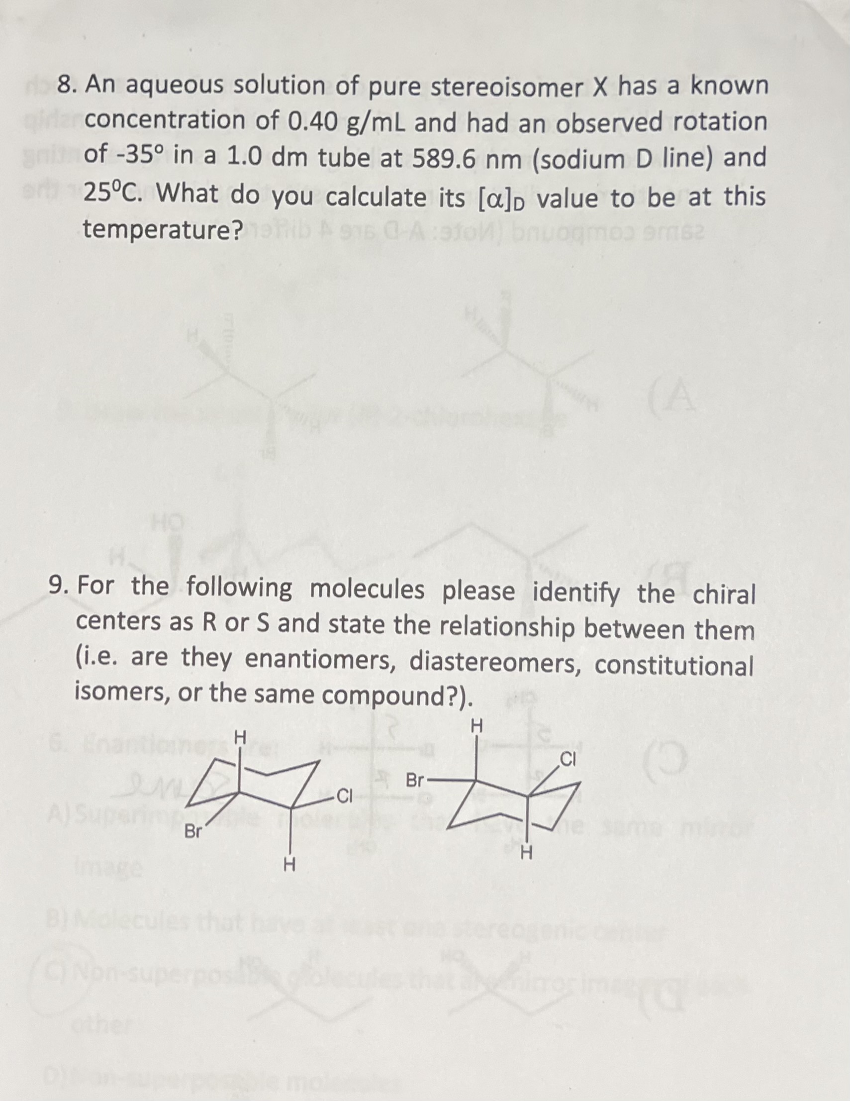Solved 7. Consider the following pairs of structures. | Chegg.com